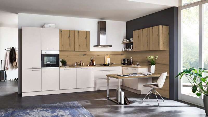 Nolte moderne L-Küche Sahara beige - Hochwertige Einbauküche