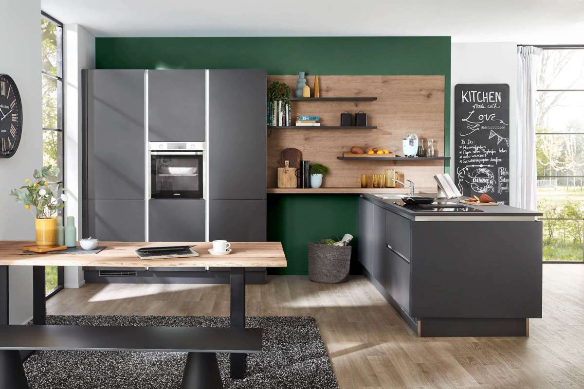 Nolte Design Küchenzeile Graphit + Wandschrank | Küchen Petsch